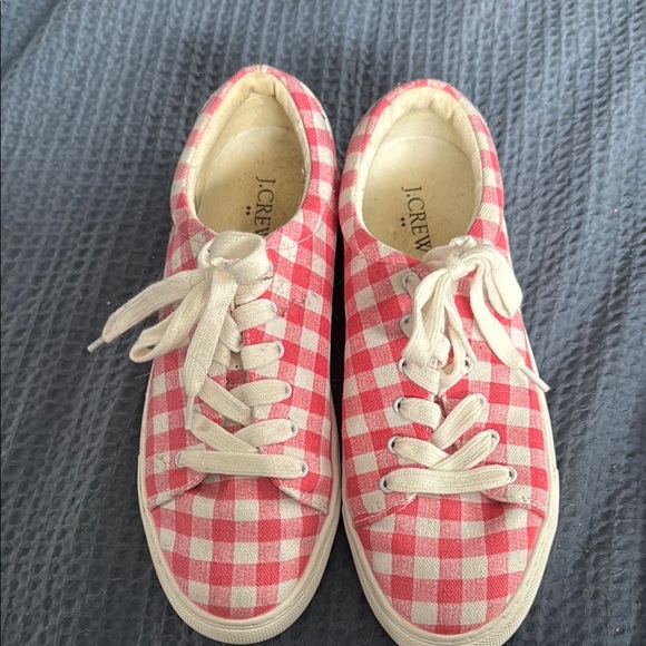 J. Crew | Shoes | Jcrew Pink And White Checkered Sneakers | Poshmark